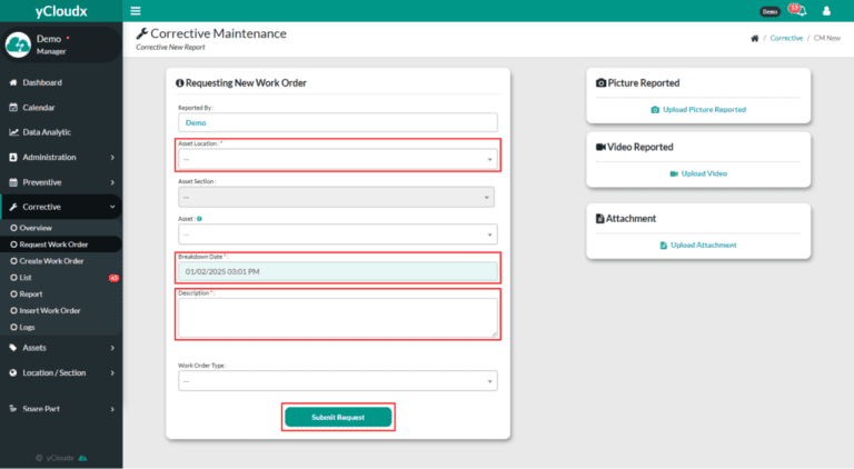 How to request new CM work order? - yCloudx