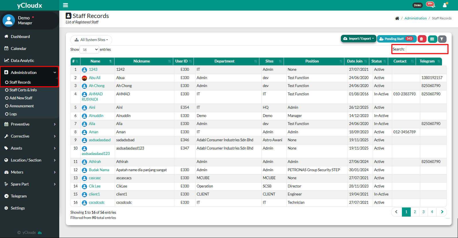 How to view staff records? - yCloudx