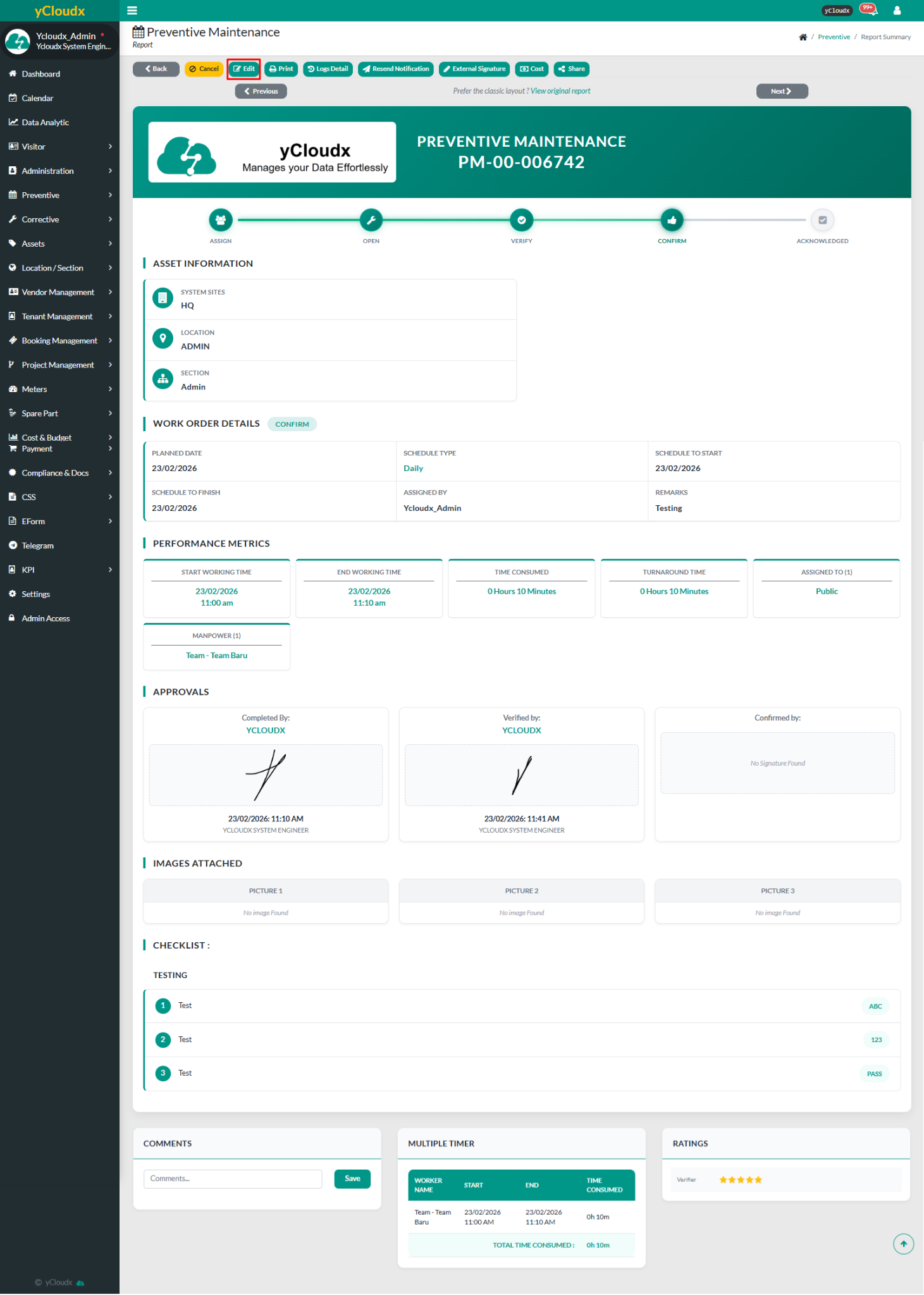 How to edit PM work order? - yCloudx